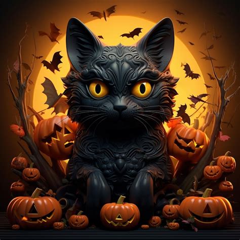 Premium Ai Image There Is A Black Cat Sitting In Front Of A Full Moon