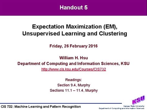 Handout Expectation Maximization EM Unsupervised Learning And