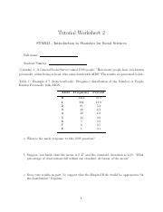 Tutorial Worksheet Pdf Tutorial Worksheet Stab Introduction To Statistics For Social