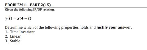 Solved PROBLEM PART Given The Following IP OP Chegg