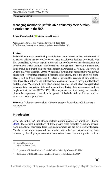 Managing Membership Federated Voluntary Membership Associations In The Usa