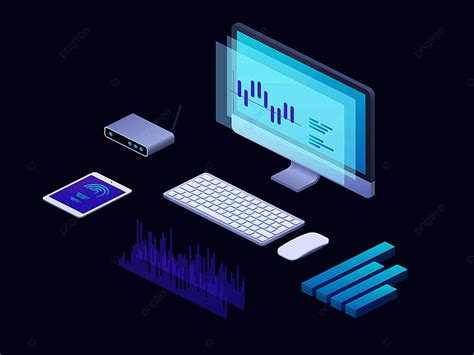 Digital Business Analytics Isometric Concept Research Internet
