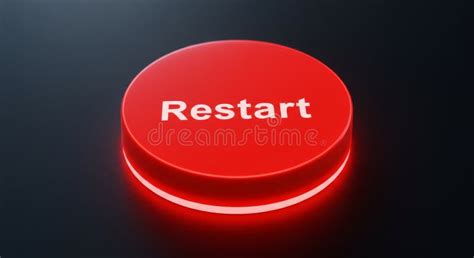 Red Restart Button A Glowing Red Button With The Word Restart On A Dark Background Symbolizes