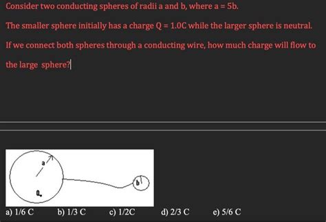 Solved Consider Two Conducting Spheres Of Radii A And B