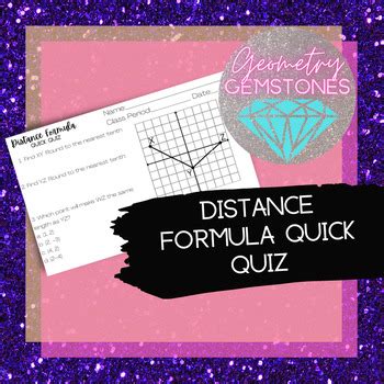 Distance Formula Quick Quiz By Geometry Gemstones TpT