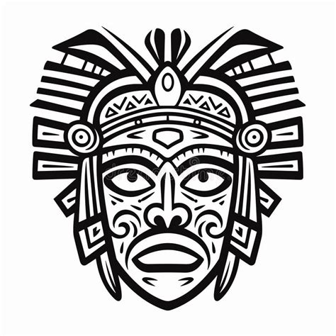 Aztec Face Mask Vector Illustration Ancient Mayan Mask Stock Vector