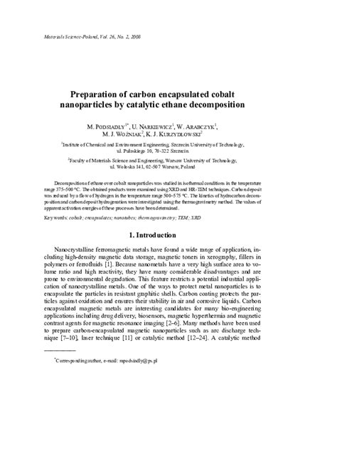 Pdf Preparation Of Carbon Encapsulated Cobalt Nanoparticles By Catalytic Ethane Decomposition