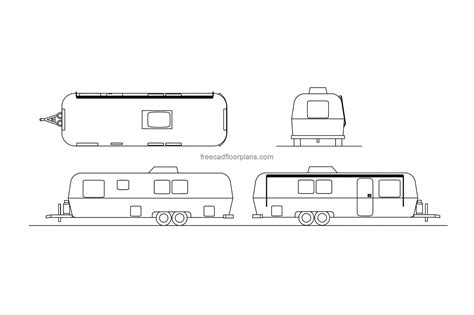 Airstream Free Autocad Block Plan Elevation Free Cad Floor Plans