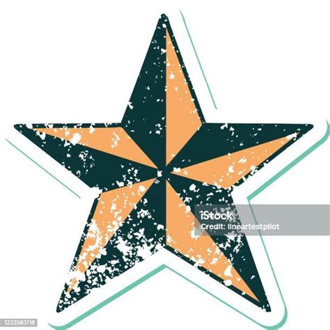 苦惱貼紙紋身風格圖示的明星向量圖形及更多仿舊 攝影效果圖片 仿舊 攝影效果 圖畫 藝術品 圖示 Istock