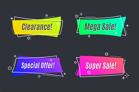 평면 선형 승진 생생한 배너 스크롤 가격 태그 스티커 배지 포스터 가격에 대한 스톡 벡터 아트 및 기타 이미지 가격 개성