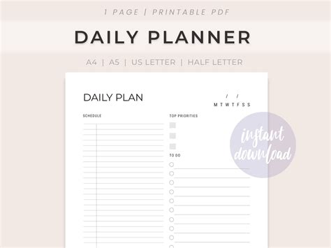 Minimalist Daily Planner Priority To Do List Blank Time Blocking