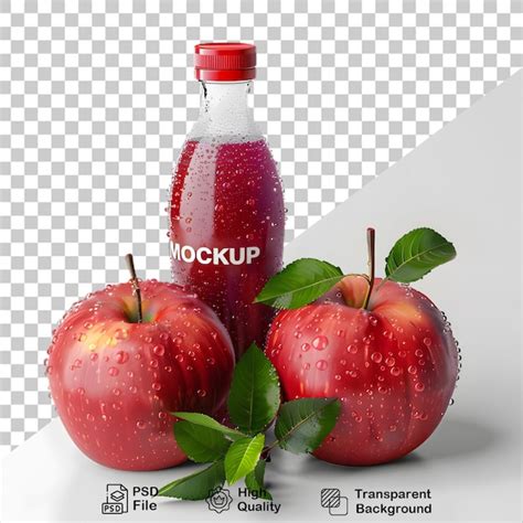 бутылка красного яблочного сока на прозрачном фоне Премиум Psd Файл
