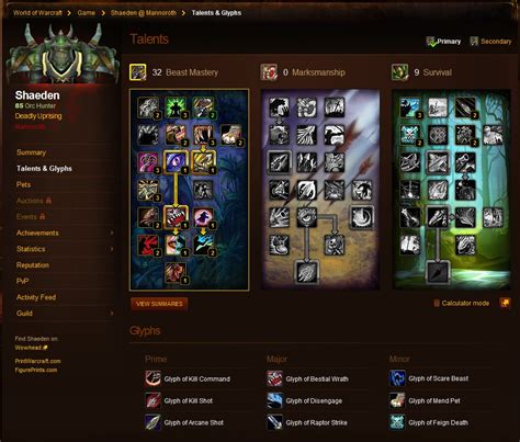 The Hunter S Refuge BM PvP Talents And Glyphs