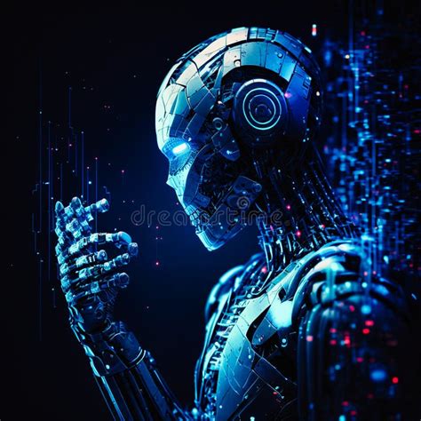Cyber Digital World Android Robot Pointing Finger Generative Ai Stock