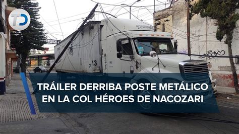 Tráiler derriba poste en calzada Vallejo en CdMx YouTube