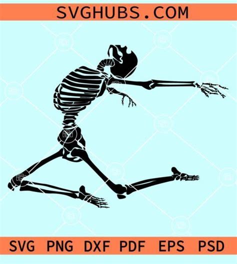 Dancing Skeleton Silhouette Svg Halloween Skeleton Flossing Svg