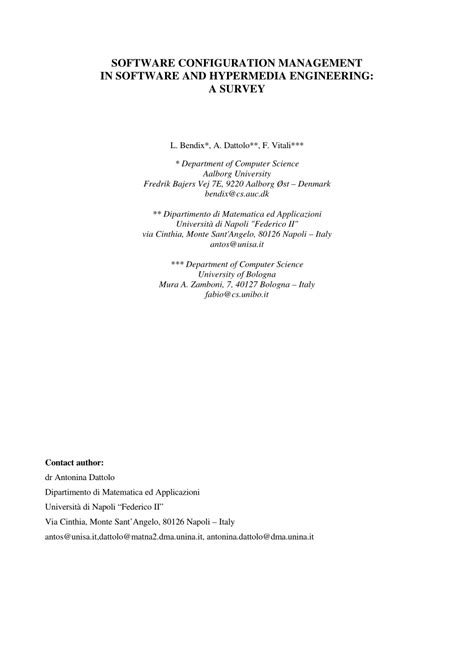 Pdf Software Configuration Management In Software And Hypermedia
