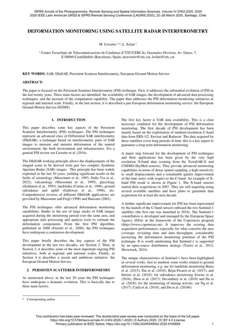 Pdf Deformation Monitoring Using Satellite Radar Interferometry