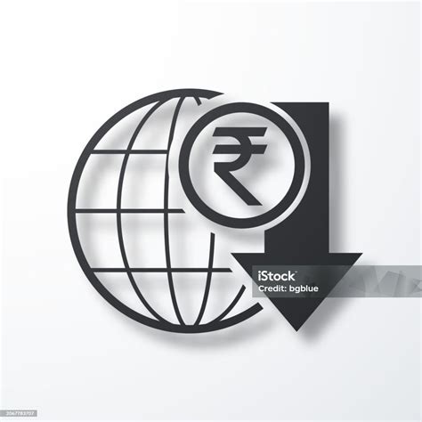 Indian Rupee Rate Decrease Icon With Shadow On White Background Stock Illustration Download