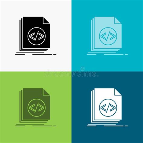 Code Coding File Programming Script Icon Over Various Background Glyph Style Design