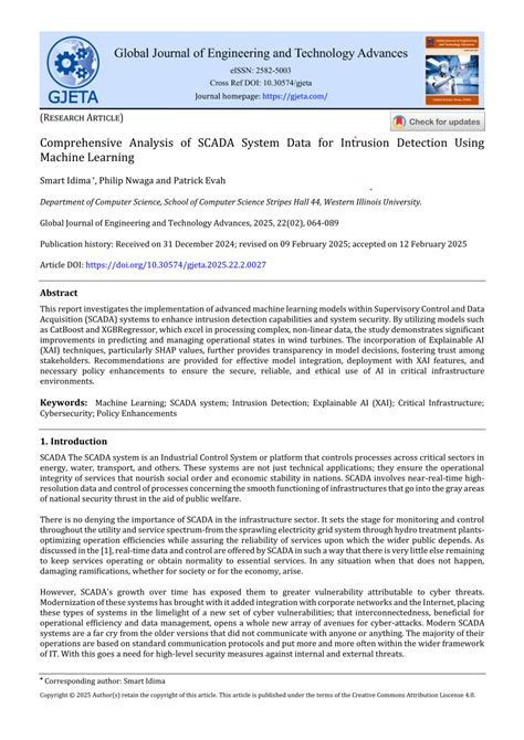 pdf comprehensive analysis of scada system data for intrusion