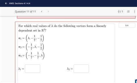 Solved For Which Real Values Of λ ﻿do The Following Vectors