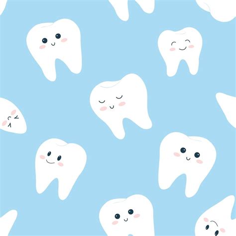 Cute Seamless Pattern With White Smiling Teeth 22038616 Vector Art At Vecteezy