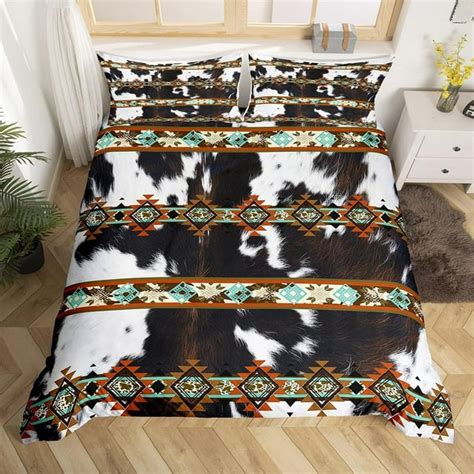 Cowhide Duvet Cover Western Bedding Sets Kingblack And White Highland