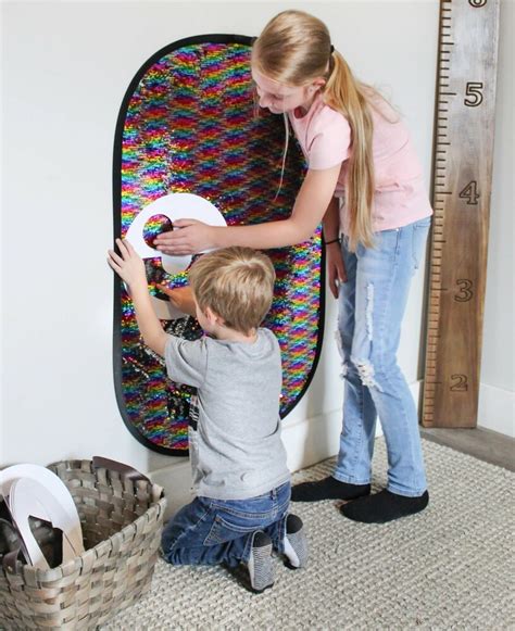 Giant Sensory Rainbow Reversible Sequin Wall Toy With Stencils Toy Sense