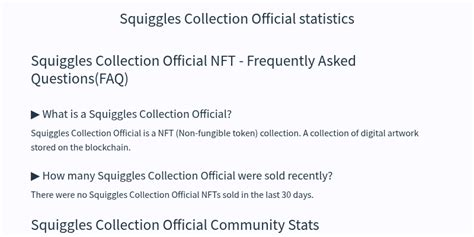 Squiggles Collection Official Nft Floor Price And Value