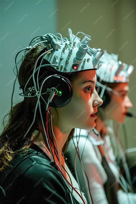Premium Photo Scientists Conduct Experiments With Eeg Caps Exploring Neurofeedback Techniques