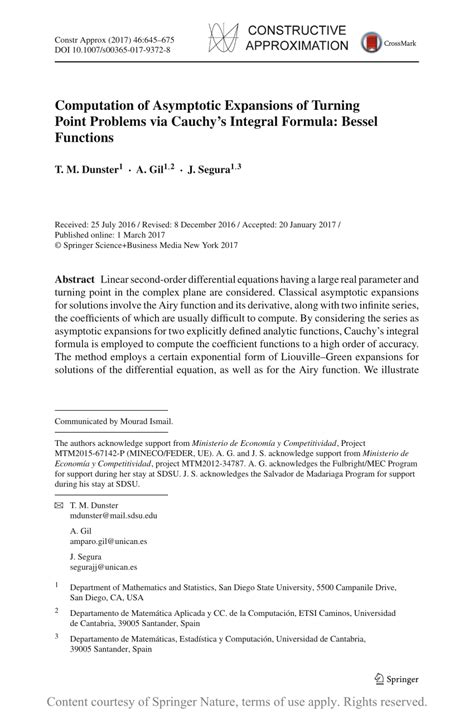 Computation Of Asymptotic Expansions Of Turning Point Problems Via Cauchys Integral Formula