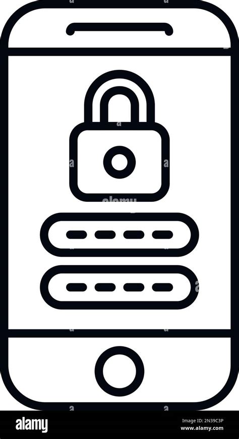 Phone Login Icon Outline Vector Cyber App Screen Biometric Stock