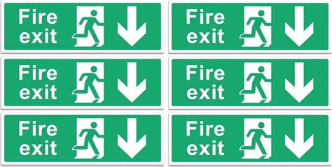 Rubigo 1 2 4 6 Pack Fire Exit Sign Right Arrow Self Adhesive 30 X