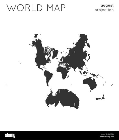World Map Globe In August Projection Plain Style Modern Vector