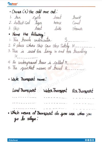CBSE Class 2 EVS Means Of Transport Worksheet With Solutions