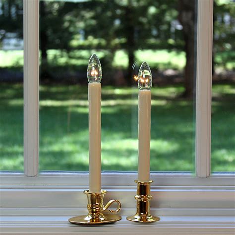Traditional Flameless Window Candle Bright Dual Sided Bulb Brass