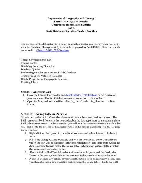 Basic Database Operation Tools In Arcmap Laboratory 5 Geog 579