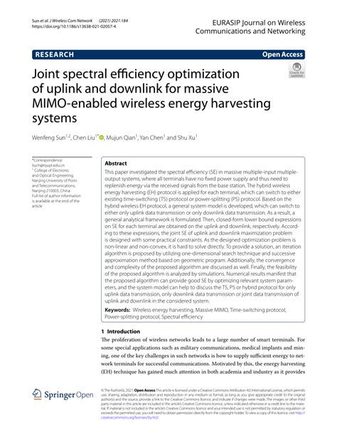 Pdf Joint Spectral Efficiency Optimization Of Uplink And Downlink For Massive Mimo Enabled