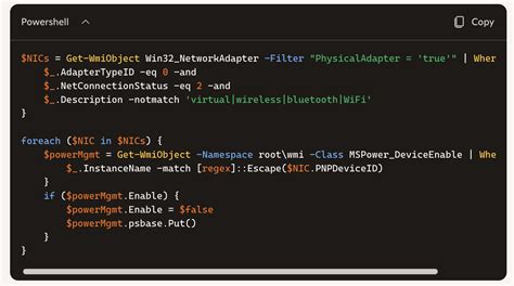 Need A Powershell Script To Turn Off Power Saving Feature For All Nics Microsoft Qanda