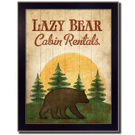 Homeroots Charlie Lazy Bear 1 Piece Framed Wall Art 18 In X 14 In