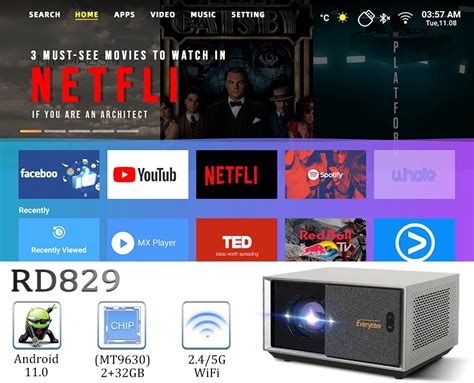 Everycom Hd Rd829 Projector 5g Wifi Led 4k Video Movie Smart Android 11 ...