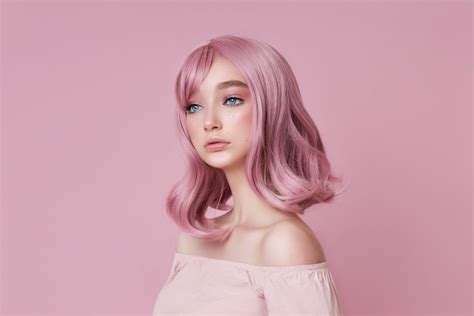 Premium Photo Portrait Of A Sexy Young Woman With Pink Hair Perfect