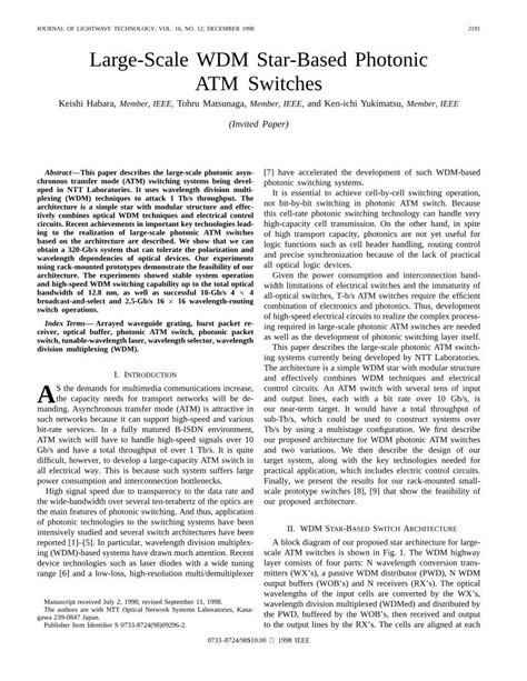 pdf large scale wdm star based photonic atm switches dokumen tips