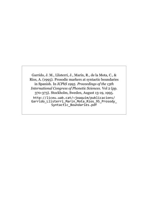 Pdf Prosodic Markers At Syntactic Boundaries In Spanish