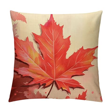 Hengt Maple Leaf Throw Pillow Cover Autumn Leaves Pillowcase Orange