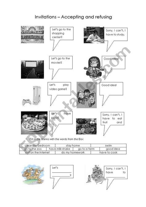 Invitations Accepting And Refusing ESL Worksheet By Glauber