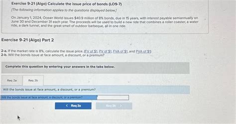 solved exercise 9 21 algo calculate the issue price of