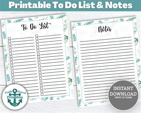 Printable To Do List And Notes Template Shopping Notes Simple Printables Teal Green Floral