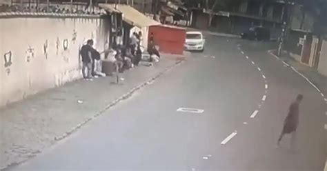 Moment Speeding Driver Ploughs Into Crowd At Bus Stop And Destroys